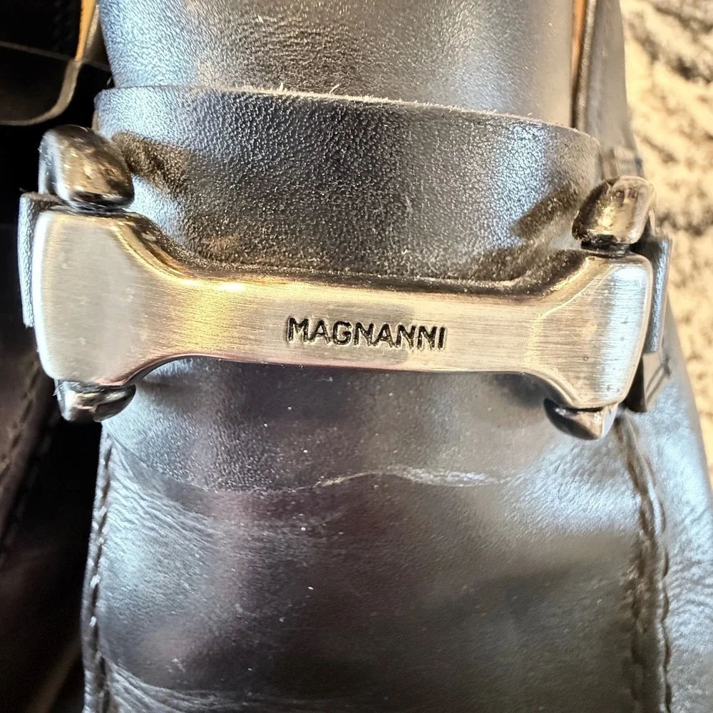 Magnanni | Shoes | Magnanni Black Leather Bit Loafers Mens 1 M Apron ...